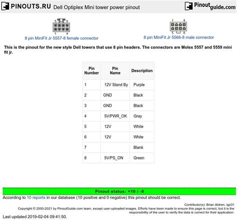 Dell Optiplex SX270 Power Supply Pinout Guide And Diagram