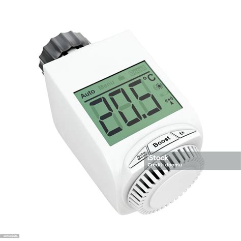 디지털 무선 라디에이터 온도 조절 밸브입니다 3 차원 렌더링 0명에 대한 스톡 사진 및 기타 이미지 0명 가정 난방 경제 Istock