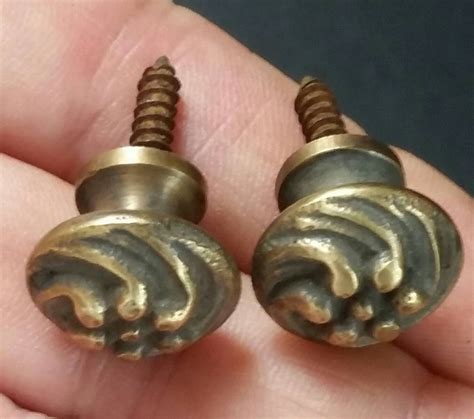 6 X Solid Brass Small Floral Embossed Stacking Barrister Lawyers Bookcase 5 8dia Knobs Drawer