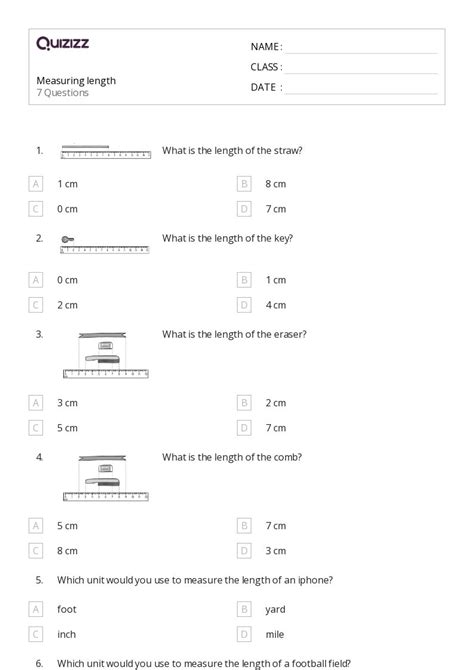 50 Measuring Length Worksheets For 1st Grade On Quizizz Free And Printable