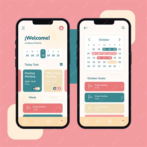 Premium Vector Pastry Colored Schedule Mobile App Ui Mockup Template Vector