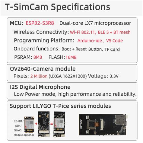 lilygo® t simcam esp32 s3 cam development board from lilygo on tindie