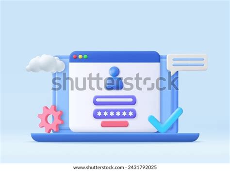 3d Computer Account Login Password Form Stock Vector Royalty Free