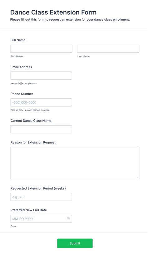 Dance Class Extension Form Template Jotform