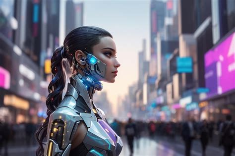 Premium Ai Image Cybernetic Elegance A Stunning Glimpse Into A Future City Where Humans And