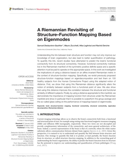 Pdf A Riemannian Revisiting Of Structure Function Mapping Based On Eigenmodes