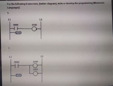 solved for the following 6 exercises ladder diagram