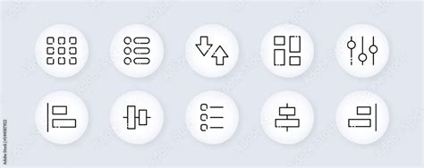 Menu Buttons Set Icon Tiles Slider Settings Centering Alignment Application Control Panel