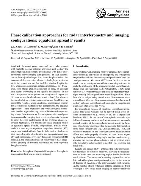 Pdf Phase Calibration Approaches For Radar Interferometry And Imaging