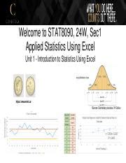Introduction To Applied Statistics Using Excel Course Hero