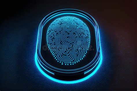 Fingerprint On Scanner Glowing In Ultraviolet Created With Generative Ai Technology Stock Image