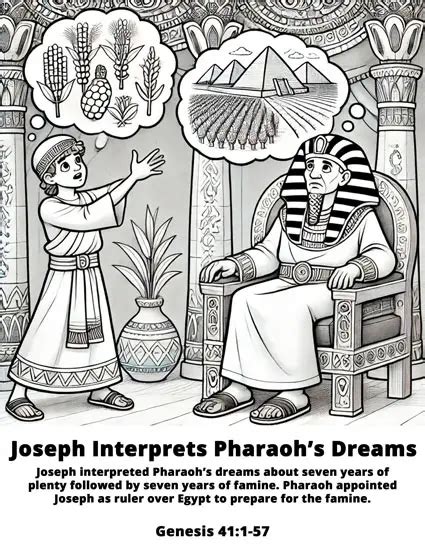 Joseph Interprets Pharaohs Dreams Bible Coloring Page Free Coloring