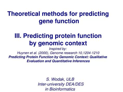Ppt Theoretical Methods For Predicting Gene Function Iii Predicting Protein Function