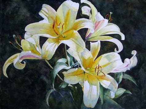 Lynn Miller — Lovelylilies 1000×750 백합 꽃 꽃 수채화