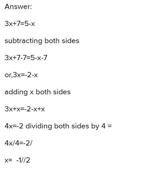 6. Solve 3x+7=35-X and Check your answer 3x+7+x=35 = 4x+7=35 = 4x=35-7 ...