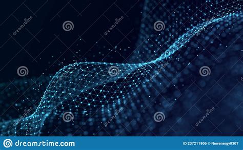 Futuristic Wave Network Connection Structure In Cyberspace 3d Rendering Stock Illustration