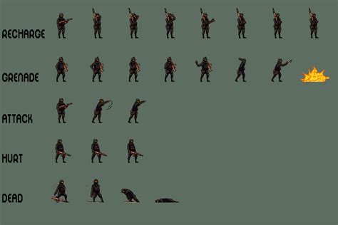 free soldier sprite sheets pixel art download