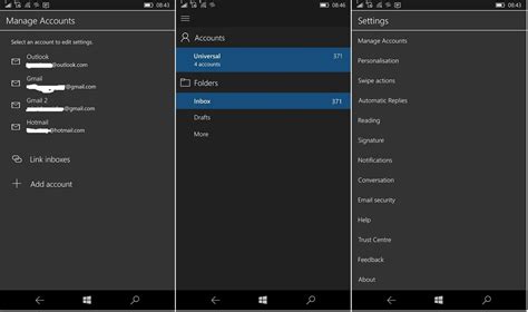 windows 10 mobile mail and calendar update linked inboxes and settings revamp
