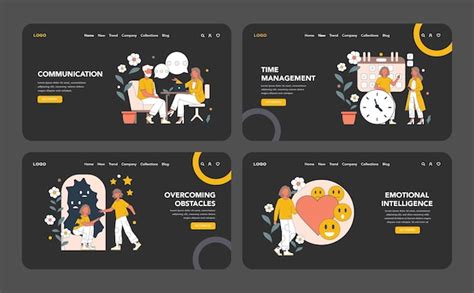 Coach De Desenvolvimento Pessoal à Noite Ou Modo Escuro Web Ou Landing