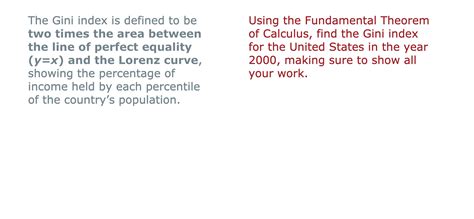 solved the gini index is defined to be two times the area