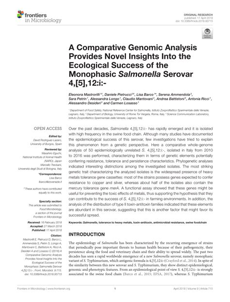 Pdf A Comparative Genomic Analysis Provides Novel Insights Into The Ecological Success Of The