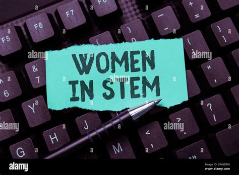 Text Sign Showing Women In Stem Concept Meaning Science Technology Engineering Mathematics