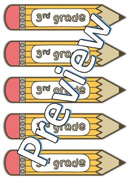 Pencil Theme Rd THIRD Grade Templates For Babe S Grade Tags And Labels