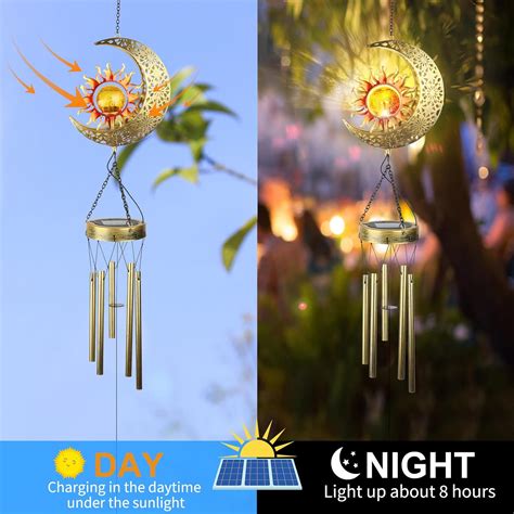 Campanillas De Viento Bola De Vidrio Agrietada De Sol Y Luna Con
