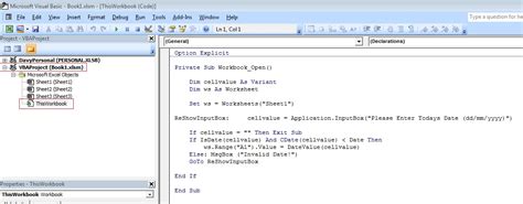 Vba Input Box On Workbook Open Stack Overflow