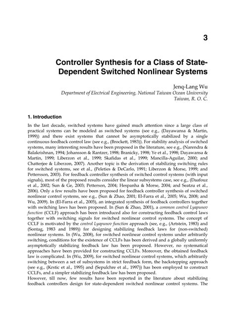 pdf controller synthesis for a class of state dependent switched