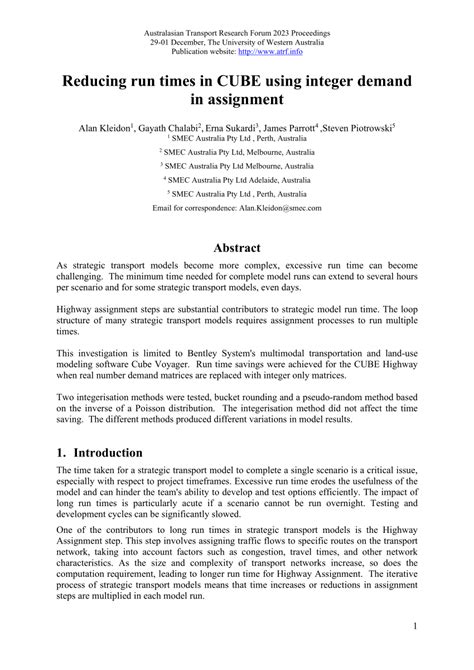 pdf reducing run times in cube using integer demand in assignment