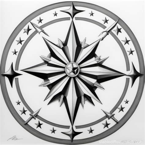Circular Shield With Five Swords And Three Stars Stable Diffusion Online