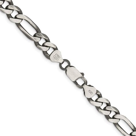 Sterling Silver Antiqued Figaro Chain Necklace Goldia