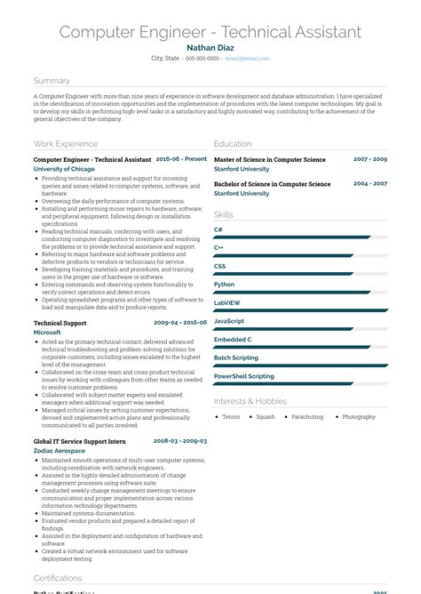 Computer Engineer Resume Samples And Templates VisualCV
