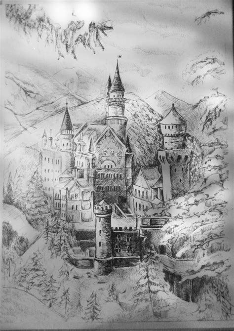 Как нарисовать замок поэтапно карандашом