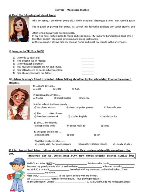 1st Year Mock Exam Practice Pdf