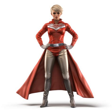 Premium Photo Stylish 3d Female Superhero In Red Costume Design