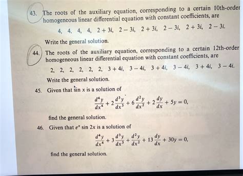 solved 43 the roots of the auxiliary equation