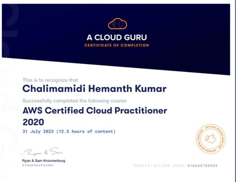 Done With Aws Cloud Practitioner Certificate Chalimamidi Hemanth Kumar