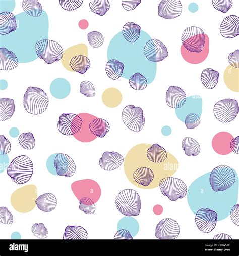Colorful Seashell Pattern Background For Fabric T Wrap Print Stock