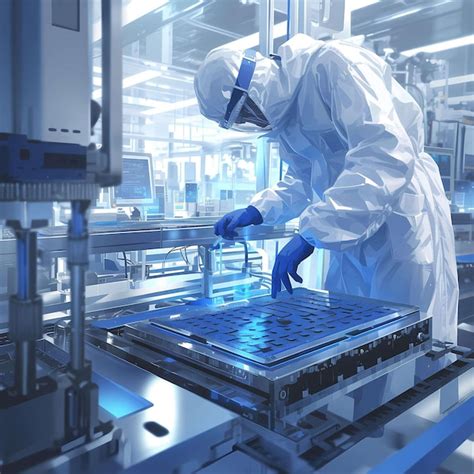 Premium Photo Technological Advancement In Action Scientist Inspecting Semiconductor Wafer In