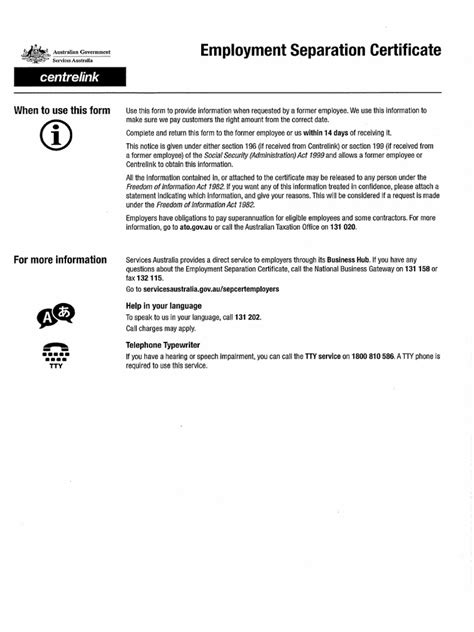 Separation Certificate Pdf