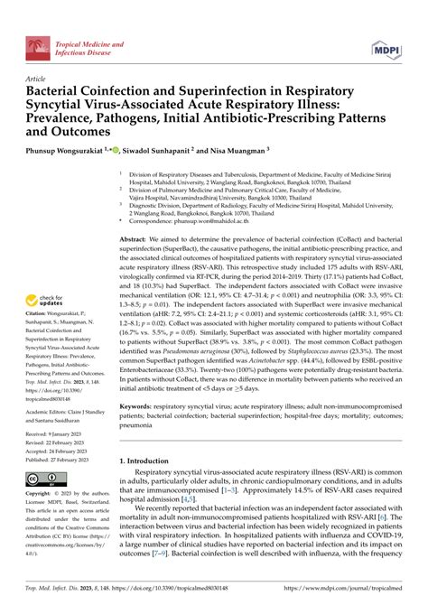Pdf Bacterial Coinfection And Superinfection In Respiratory Syncytial