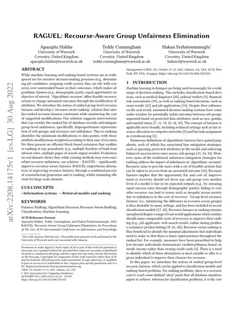 Pdf Raguel Recourse Aware Group Unfairness Elimination