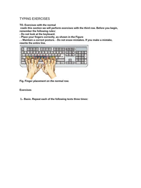 Typing Exercises Pdf Office Equipment Writing Implements