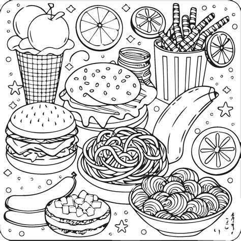 Food Coloring Pages For Coloring Book Food Outline Vector 41268945