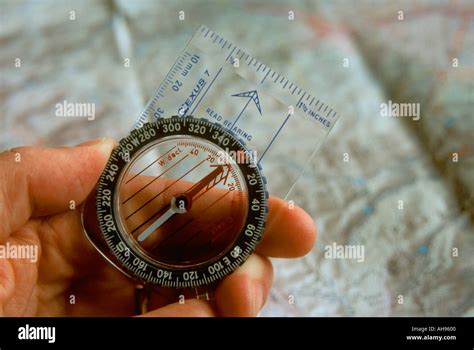 Compass And Map For Travel Direction Finding And Orientation Stock