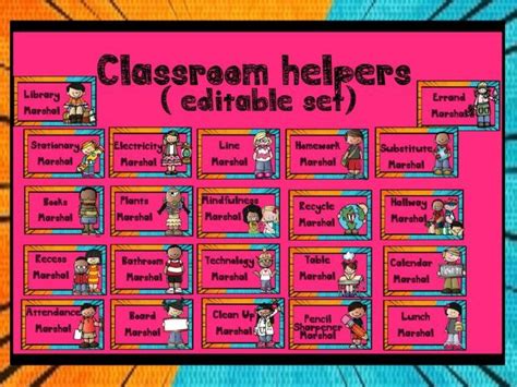 Back To School Classroom Helpers Set Editable Teaching Resources