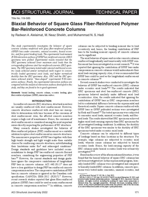 Biaxial Behavior Of Square Glass Fiber Reinforced Polymer Bar Reinforced Concrete Columns