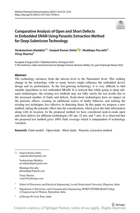 Comparative Analysis Of Open And Short Defects In Embedded Sram Using